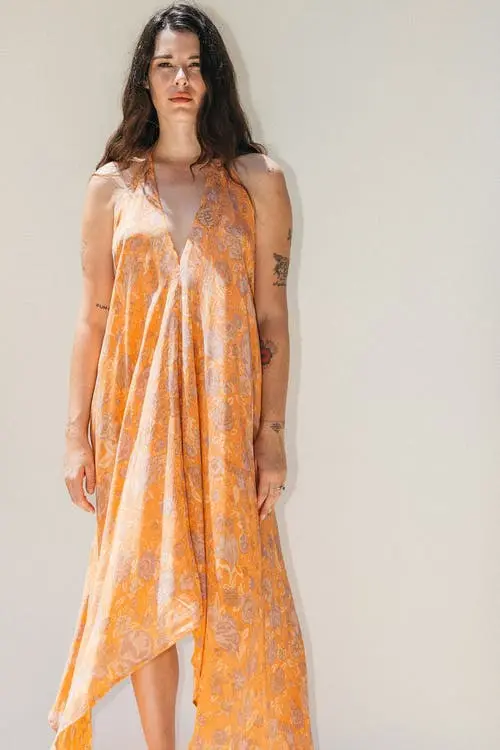 SUN CHILD Classic Silk Maxi Dress