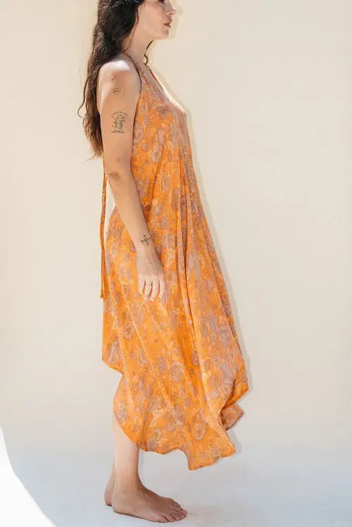 SUN CHILD Classic Silk Maxi Dress
