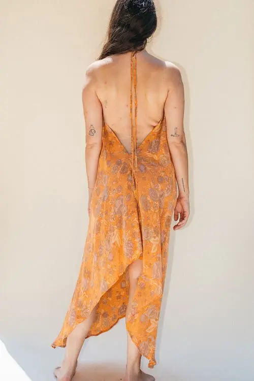 SUN CHILD Classic Silk Maxi Dress