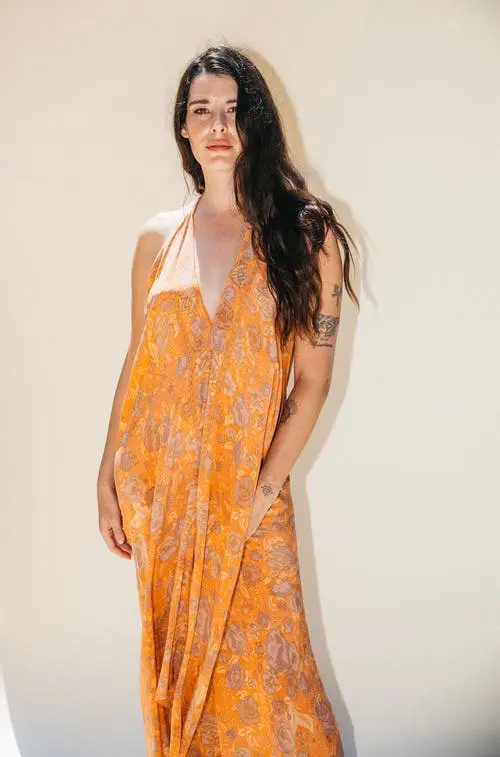 SUN CHILD Classic Silk Maxi Dress