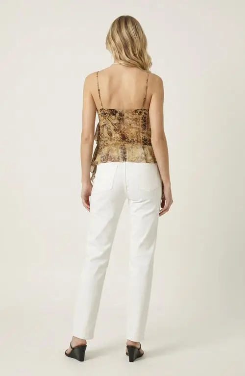 MODENAIRE Ruffled Lightweight Layered Hem Spaghetti Strap Top