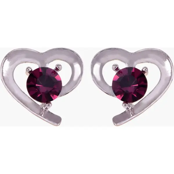 MODENAIRE Heart Shaped Elegant Gem Accent Stud Earrings