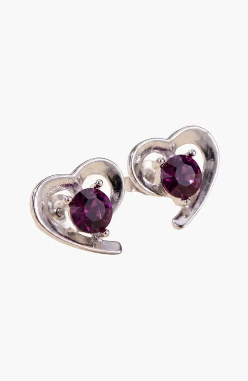 MODENAIRE Heart Shaped Elegant Gem Accent Stud Earrings