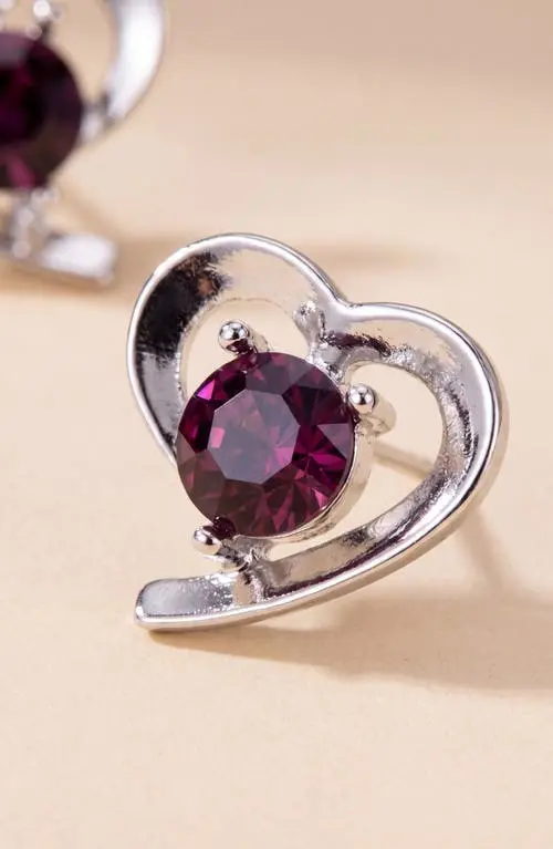 MODENAIRE Heart Shaped Elegant Gem Accent Stud Earrings