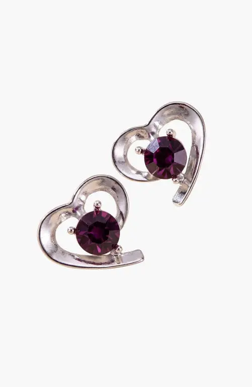 MODENAIRE Heart Shaped Elegant Gem Accent Stud Earrings