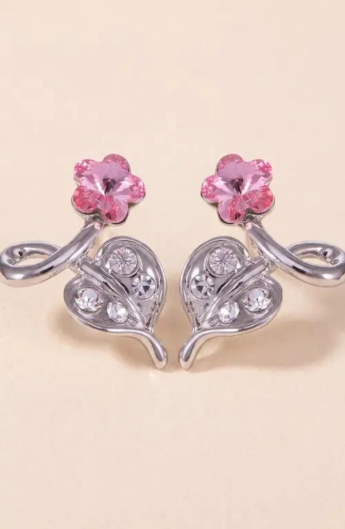 MODENAIRE Flower Crystal Drop Earrings