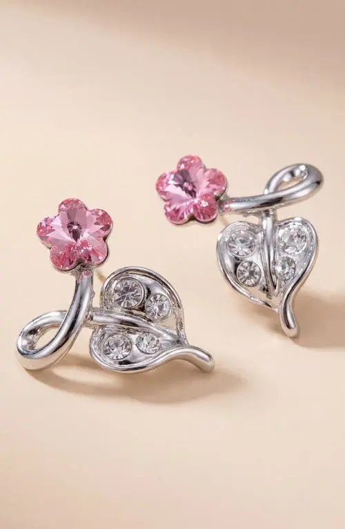 MODENAIRE Flower Crystal Drop Earrings