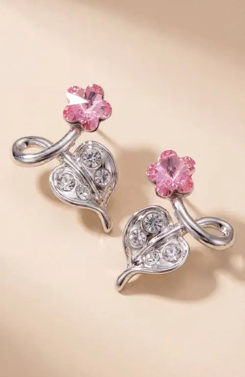 MODENAIRE Flower Crystal Drop Earrings