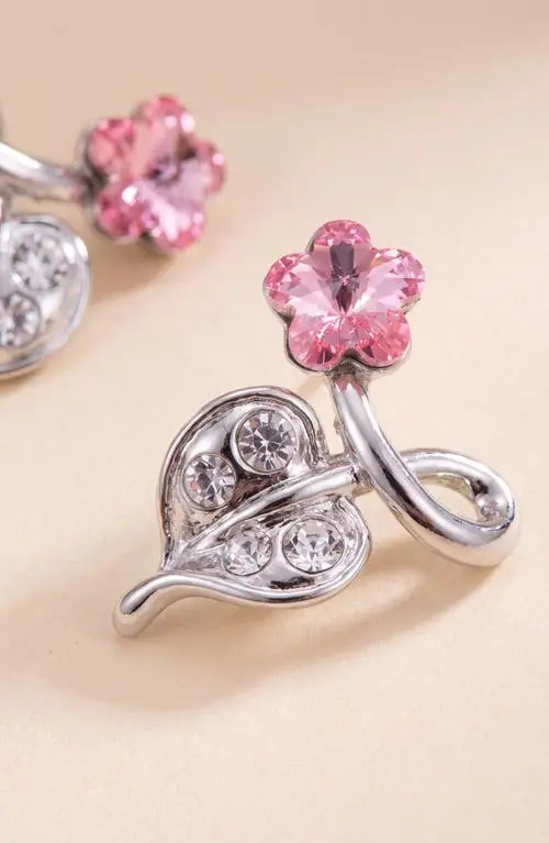 MODENAIRE Flower Crystal Drop Earrings