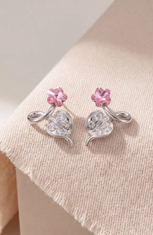 MODENAIRE Flower Crystal Drop Earrings