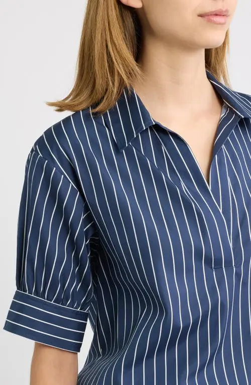 FRAME Striped Cotton Poplin Top
