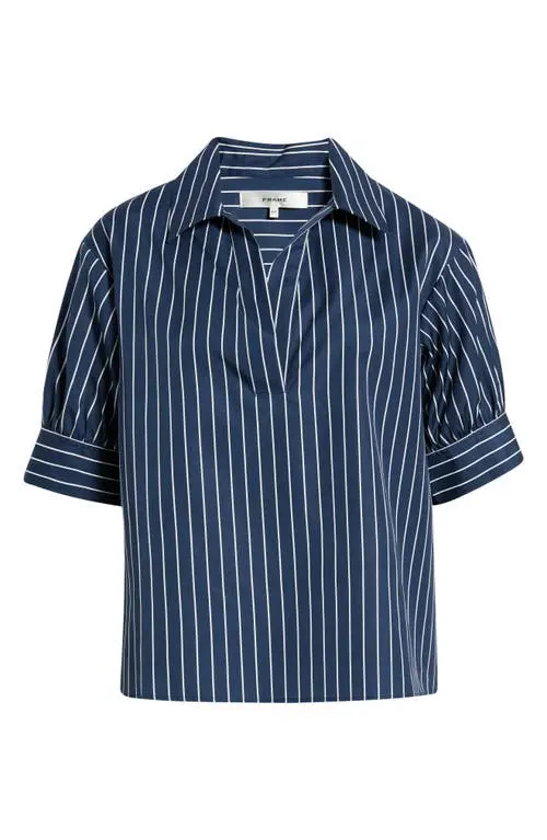 FRAME Striped Cotton Poplin Top