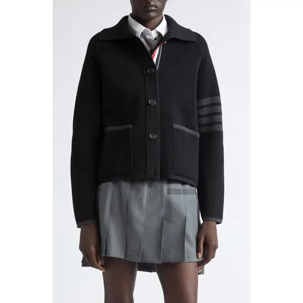 Thom Browne Double Face Pique Stitch Cardigan