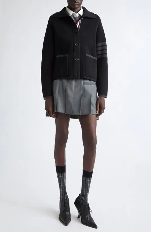 Thom Browne Double Face Pique Stitch Cardigan
