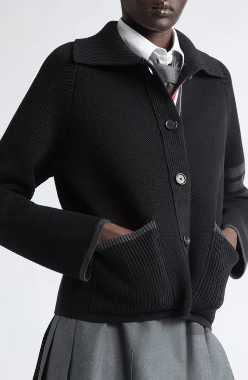 Thom Browne Double Face Pique Stitch Cardigan