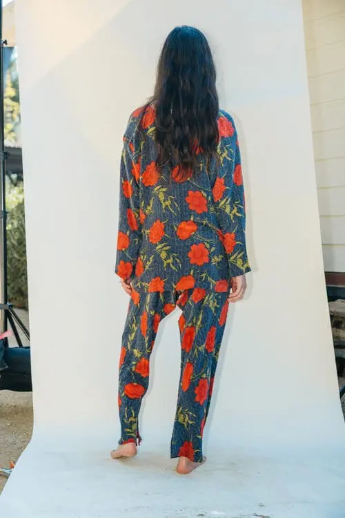 SUN CHILD The Set Rosy" Reclaimed Sari Jumpsuit And Cropped Jacket Set