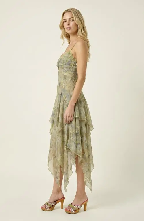 MODENAIRE Sheer Ruffle Midi Dress