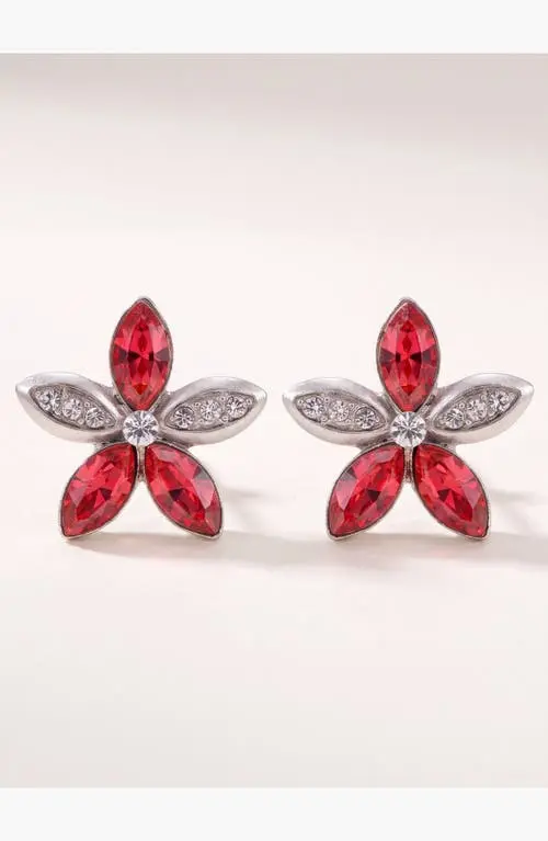 MODENAIRE Elegant Crystal Flower Stud Earrings