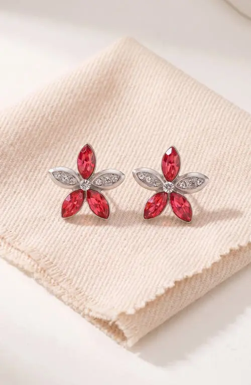 MODENAIRE Elegant Crystal Flower Stud Earrings