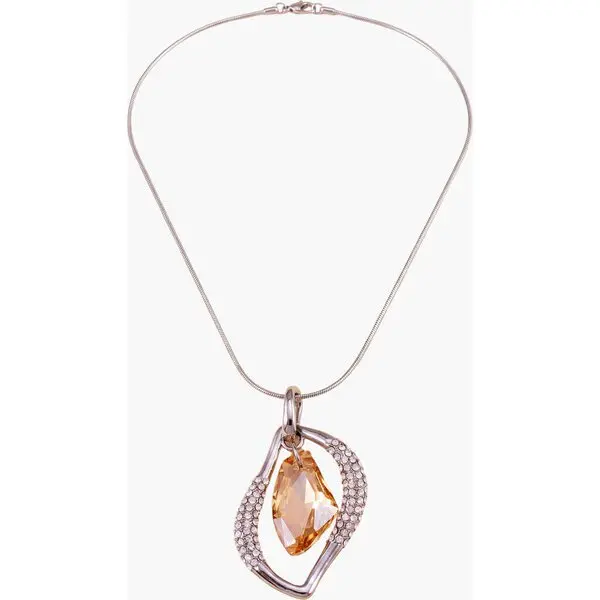 MODENAIRE Crystal Open Frame Pendant Necklace