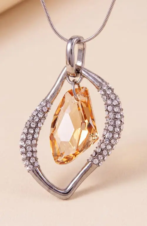 MODENAIRE Crystal Open Frame Pendant Necklace