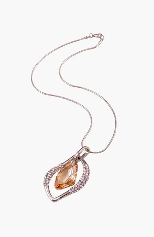 MODENAIRE Crystal Open Frame Pendant Necklace