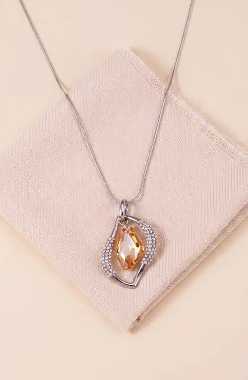 MODENAIRE Crystal Open Frame Pendant Necklace