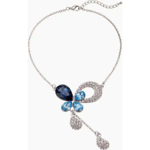 MODENAIRE Teardrop Crystal Pendant Necklace - Blue