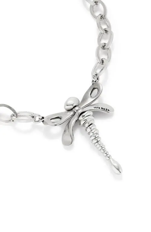 UNODE50 Sterling Plated Chain Necklace With Central Dragonfly