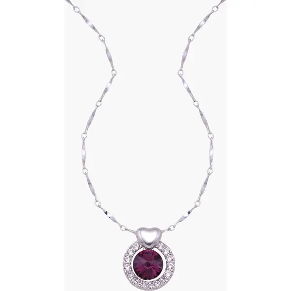 MODENAIRE Round Heart Accent Pendant Necklace - Amethyst