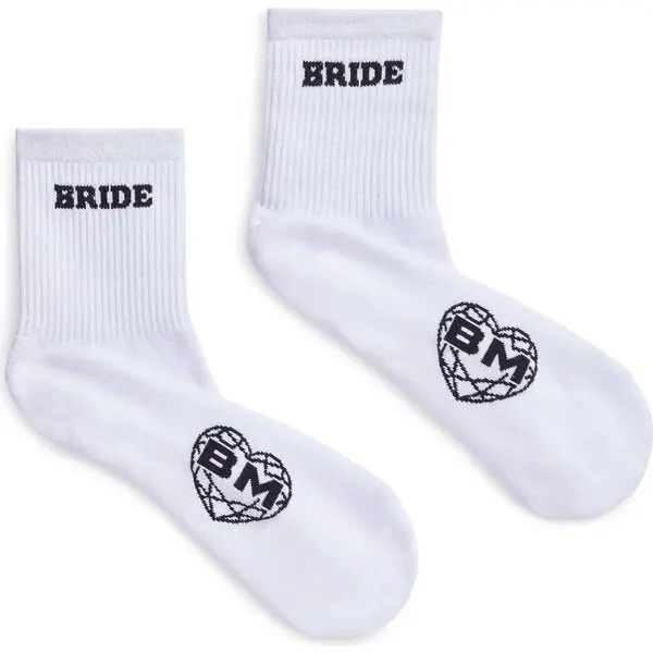 BRIDEMERCH Crew Socks With Bride Logo - White