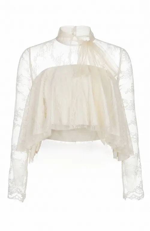 MODENAIRE Lace Overlay Crop Top