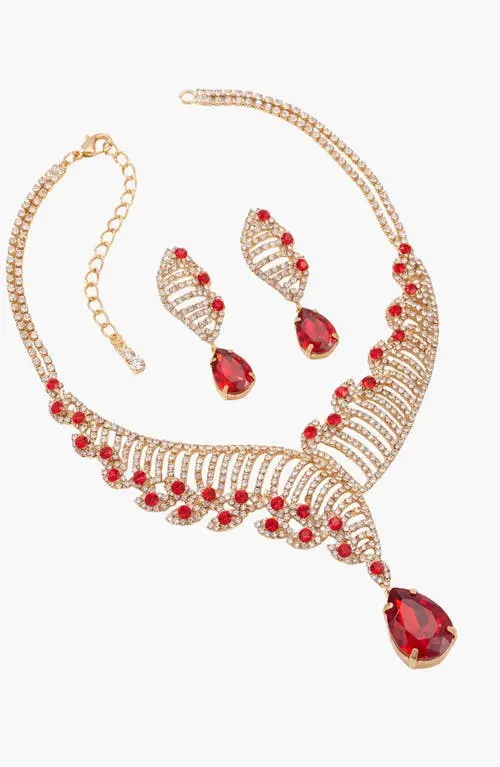 MODENAIRE Crystal Helix Necklace And Earring Set
