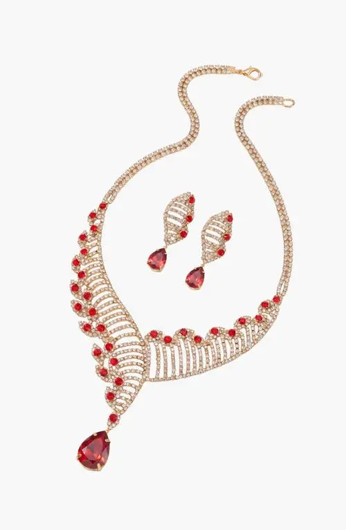 MODENAIRE Crystal Helix Necklace And Earring Set