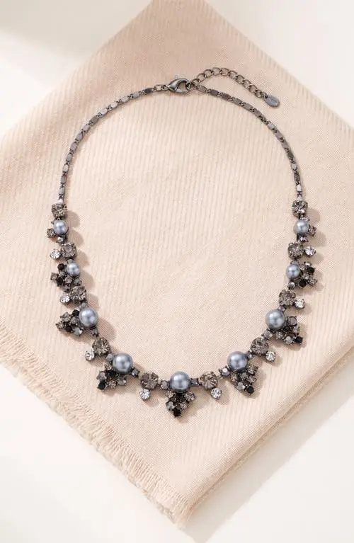 MODENAIRE Faux Pearl Crystal Statement Necklace And Earring Set