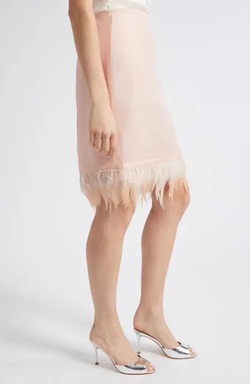 Staud Feather Trimmed Silk Skirt - Sandrose
