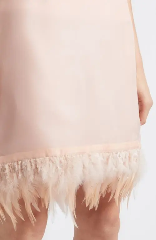 Staud Feather Trimmed Silk Skirt - Sandrose