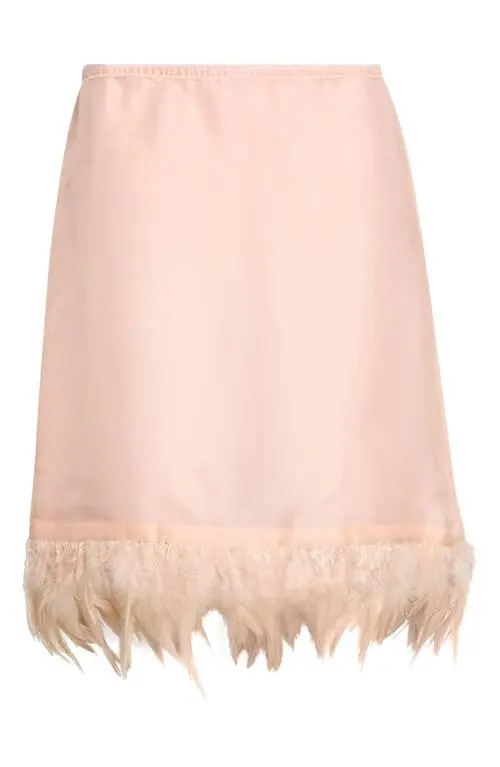 Staud Feather Trimmed Silk Skirt - Sandrose