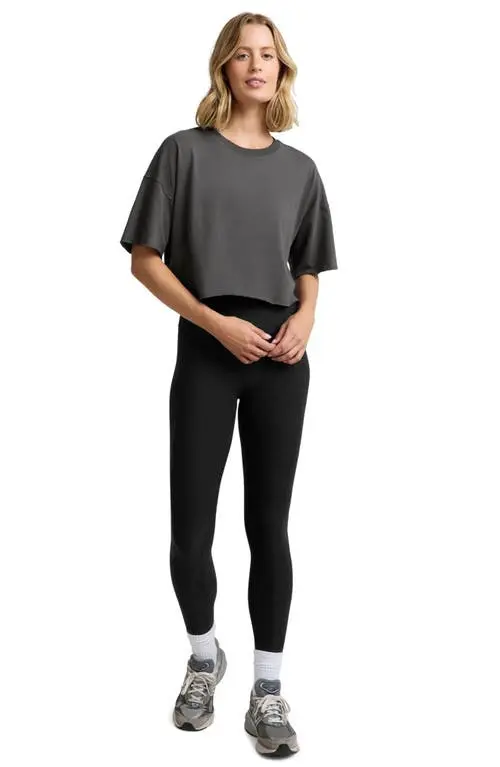 Beyond Yoga Cropped T-shirt With Raw Hem - Heather Gray