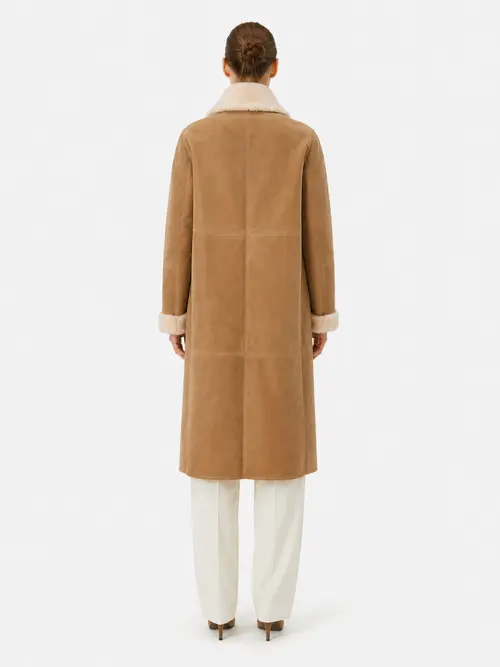 MINE BILGI Symphony Merino Shearling Double-breasted Long Coat