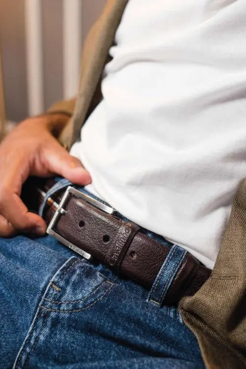 CAVALINHO Leather Belt With Stripe Detail