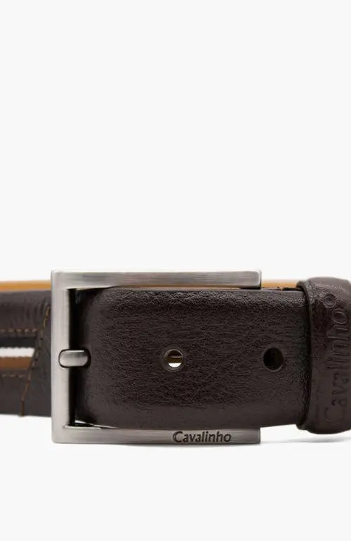 CAVALINHO Leather Belt With Stripe Detail