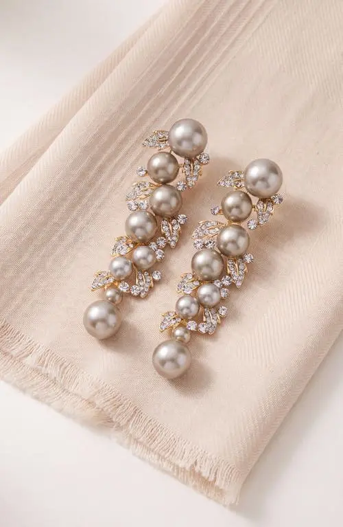 MODENAIRE Elegant Pearl Crystal Drop Earrings