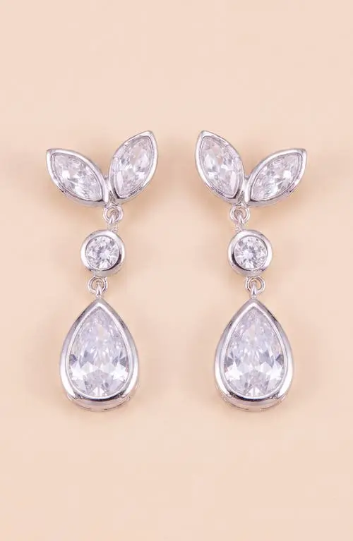 MODENAIRE Crystal Leaf-inspired Drop Earrings