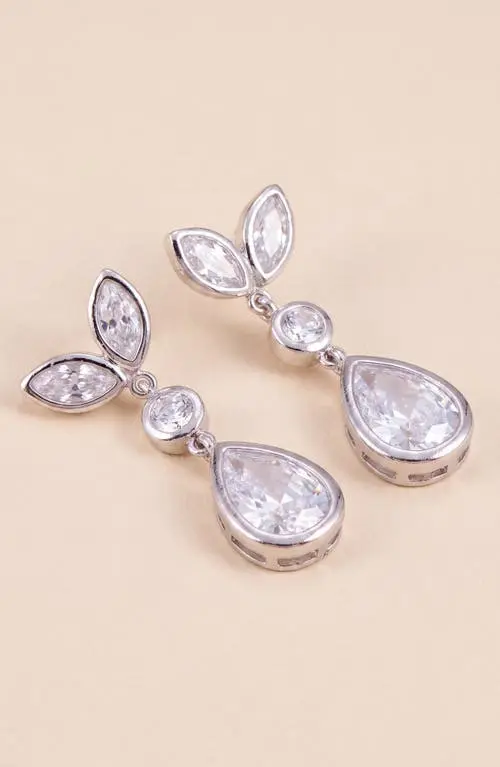 MODENAIRE Crystal Leaf-inspired Drop Earrings