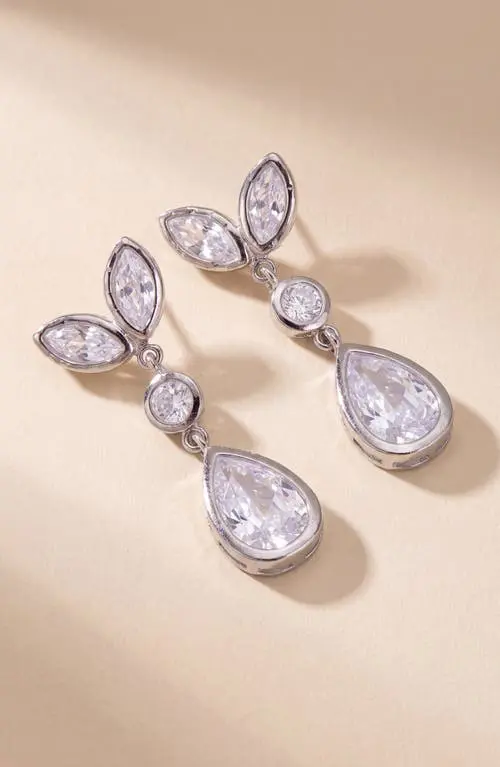 MODENAIRE Crystal Leaf-inspired Drop Earrings