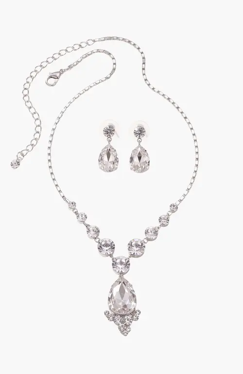 MODENAIRE Teardrop Crystal Necklace And Earrings Set