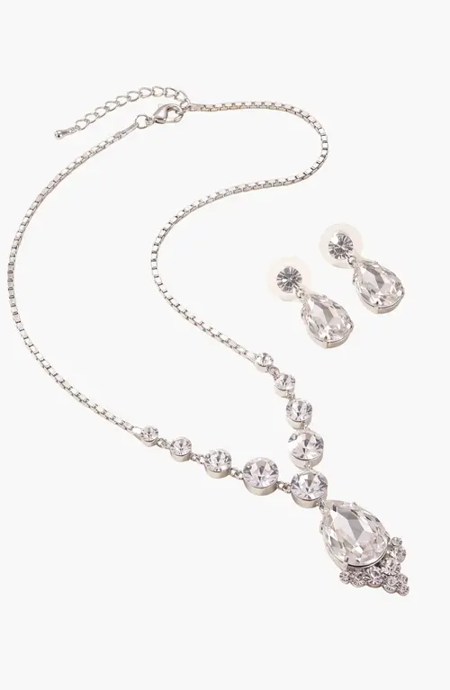 MODENAIRE Teardrop Crystal Necklace And Earrings Set
