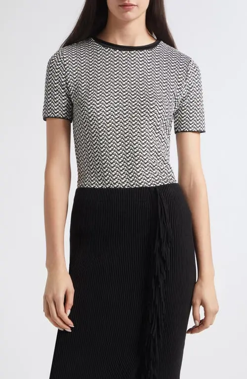 Emporio Armani Geometric Jacquard Jersey Tee - Solid Black