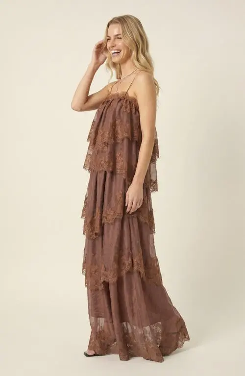 MODENAIRE Sleeveless Lace Tiered Maxi Dress